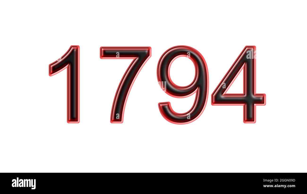 red 1794 number 3d effect white background Stock Photo - Alamy