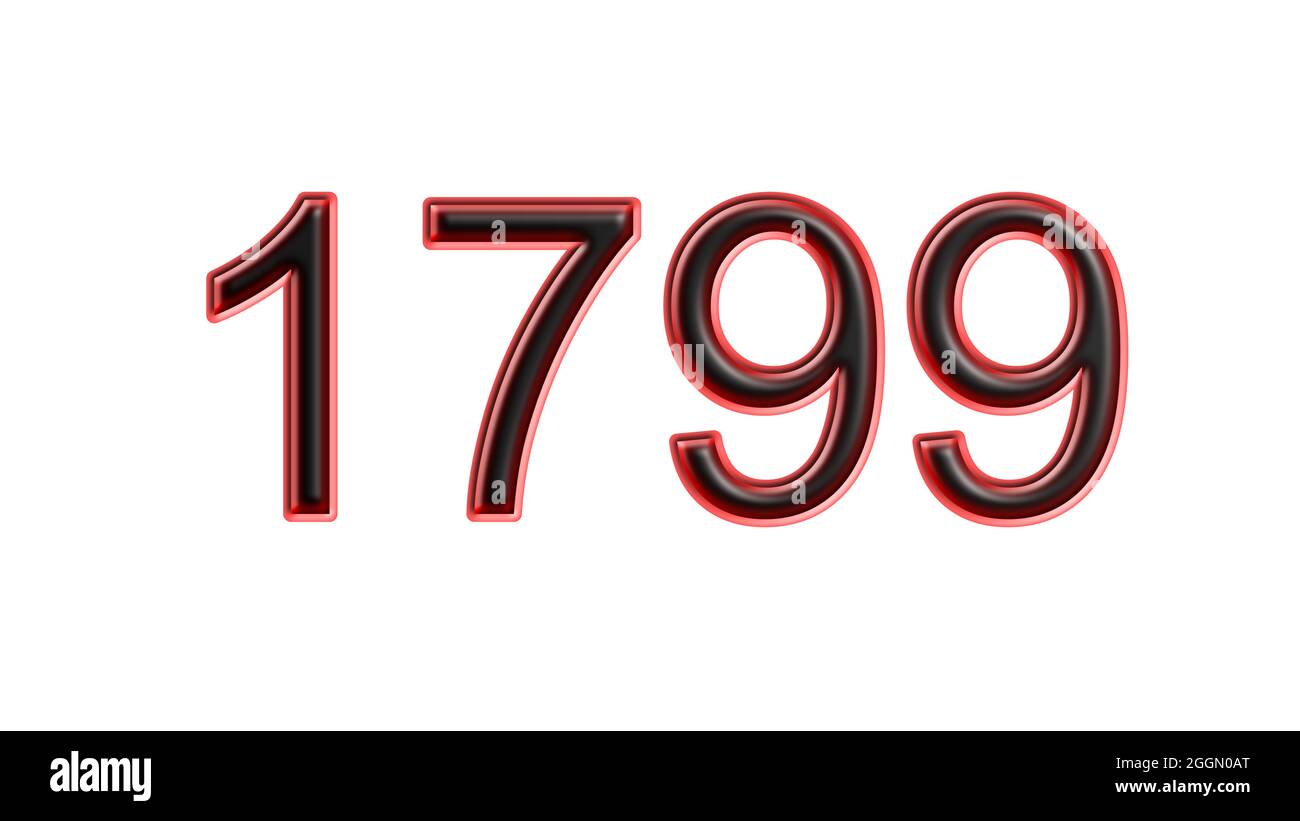 red 1799 number 3d effect white background Stock Photo - Alamy