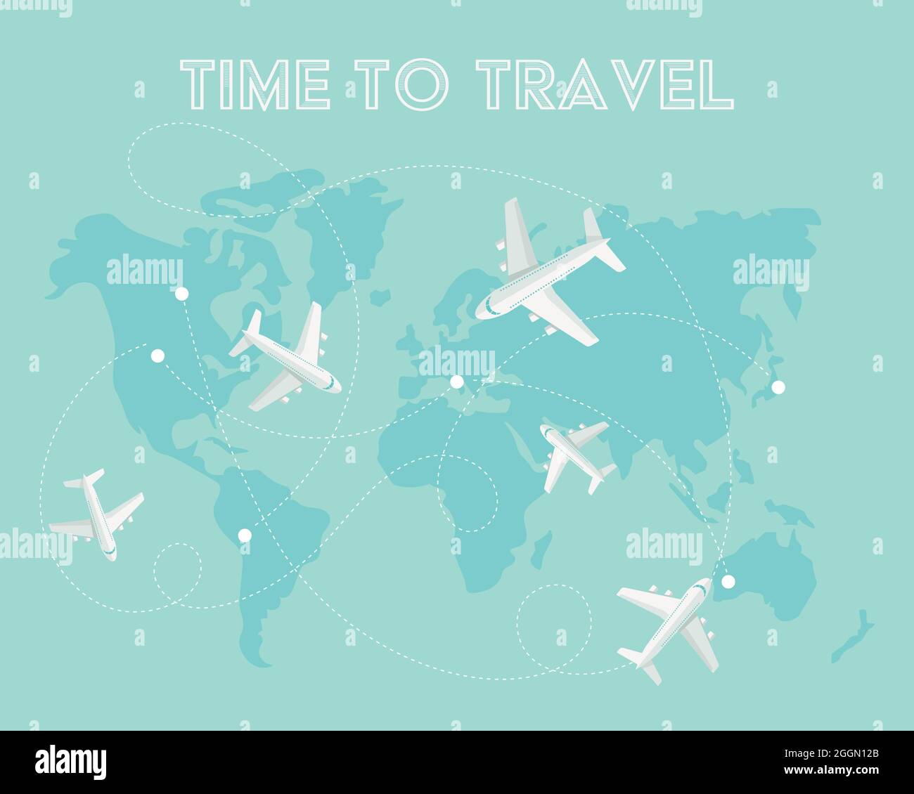 Aircraft connections on world map. Time to travel concept. Vector ...
