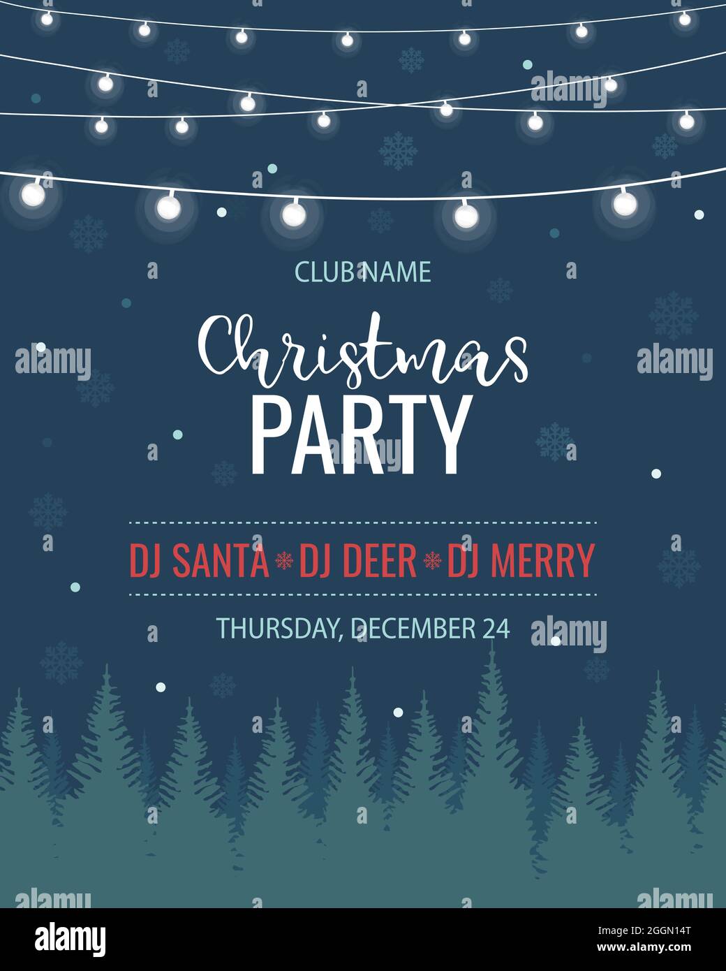 Christmas party template. Vector illustration with christmas tree and ...