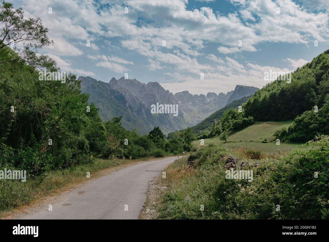 A view of the accursed mountains in the Grebaje Valley. Prokletije ...