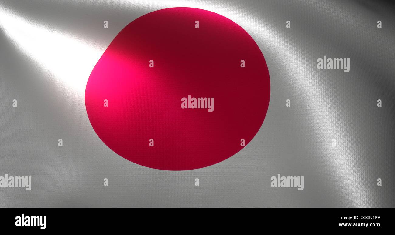 Japan Flag, Japanese flag with waving folds, close up view, 3D ...