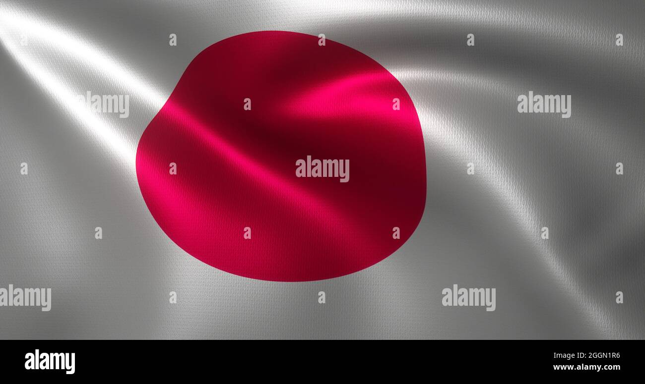 Japan Flag, Japanese flag with waving folds, close up view, 3D ...