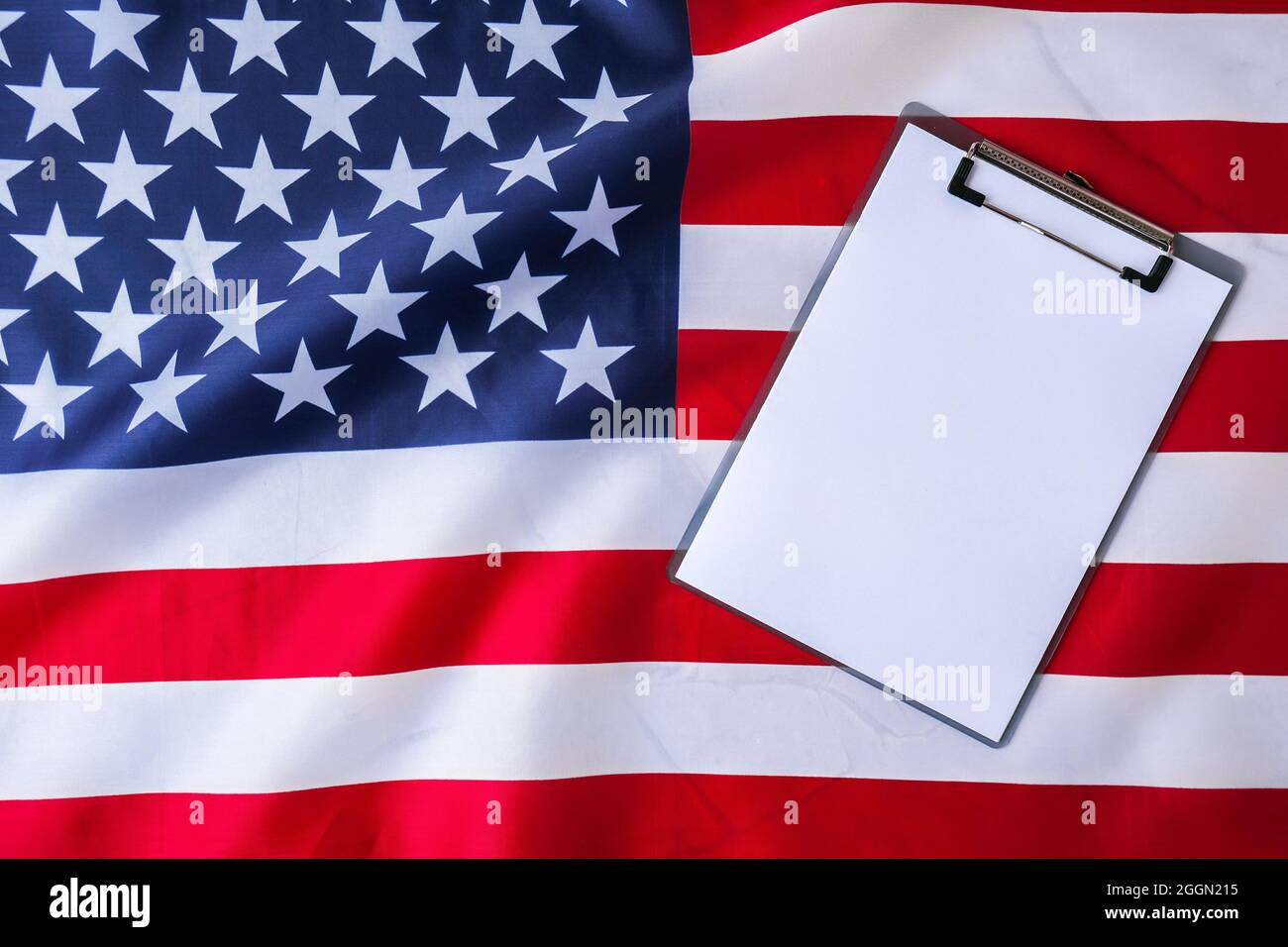 American flag with empty paper note copy space. Flag of the united ...