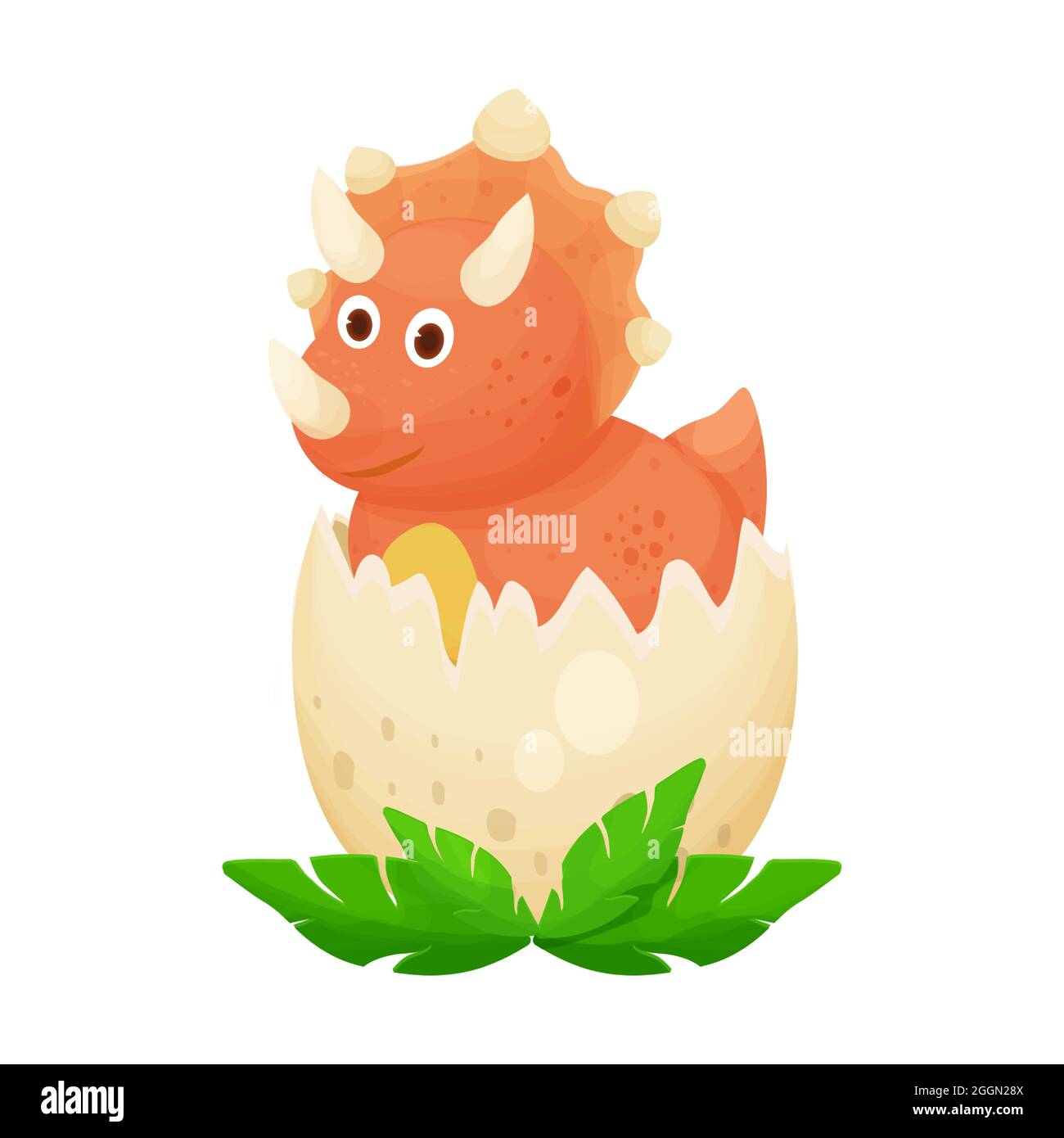 Cute dinosaur baby in egg hatching in cartoon style isolated on white ...