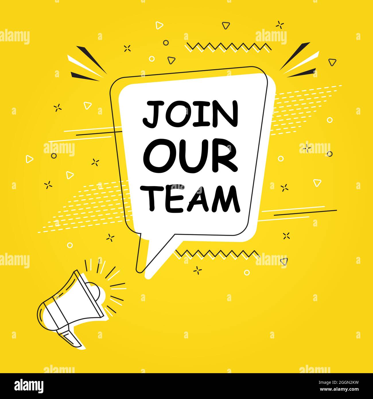 Join our team in bubble vector on bright yellow background. Comic ...