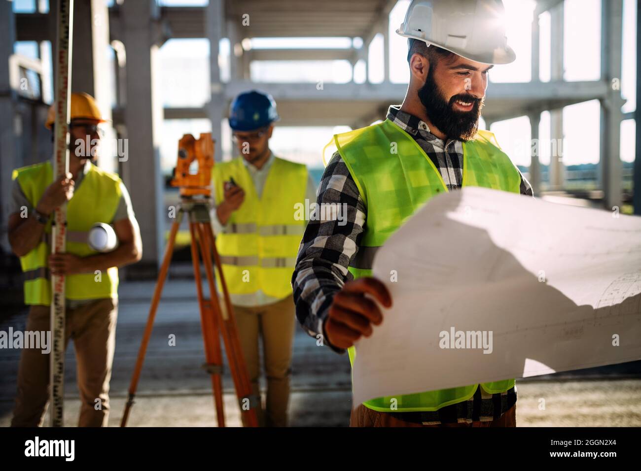 Picture of construction engineer working on building site Stock Photo ...