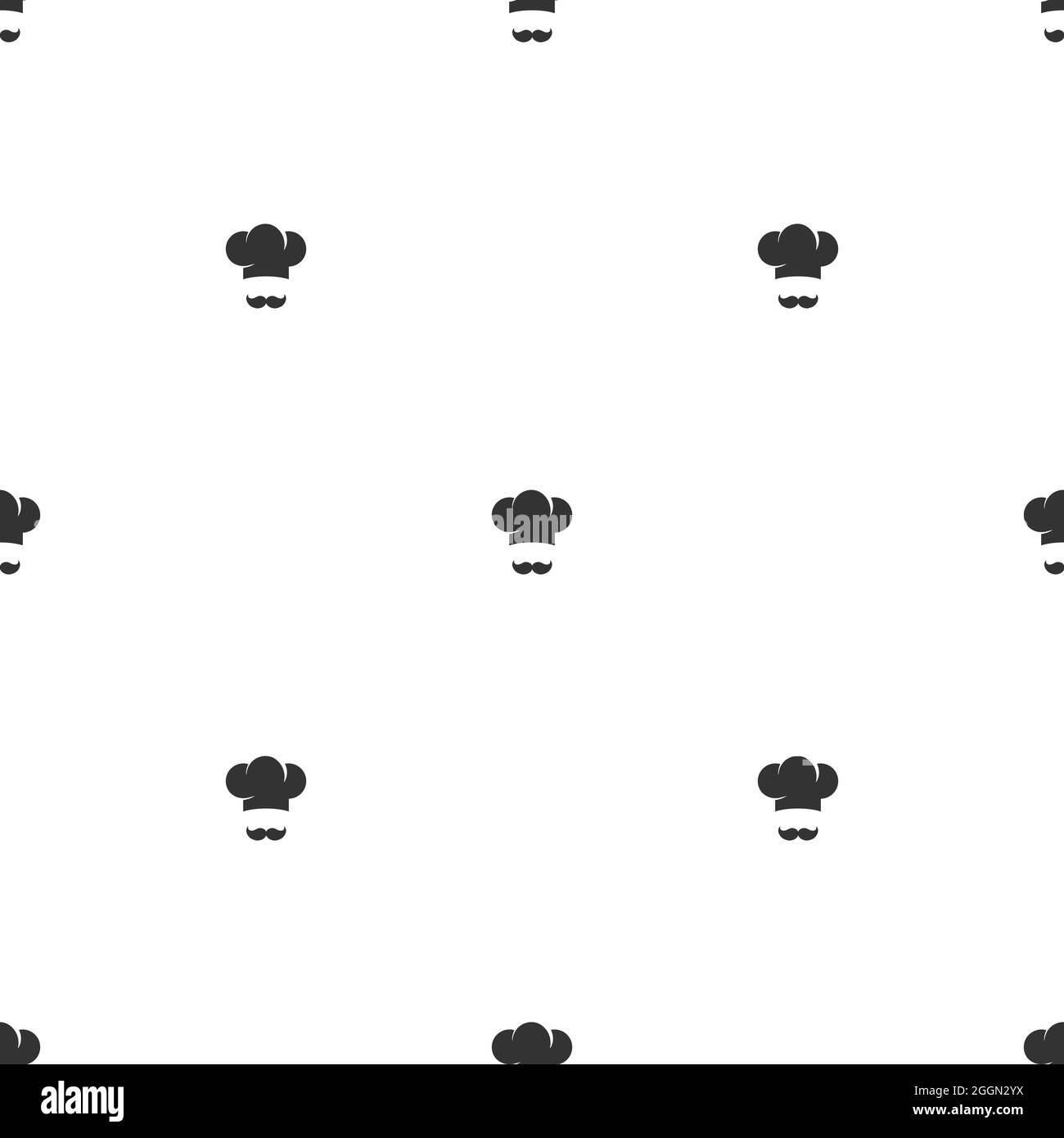 Chef cook cap with mustaches ornament isolated on white. Cooking cap ...