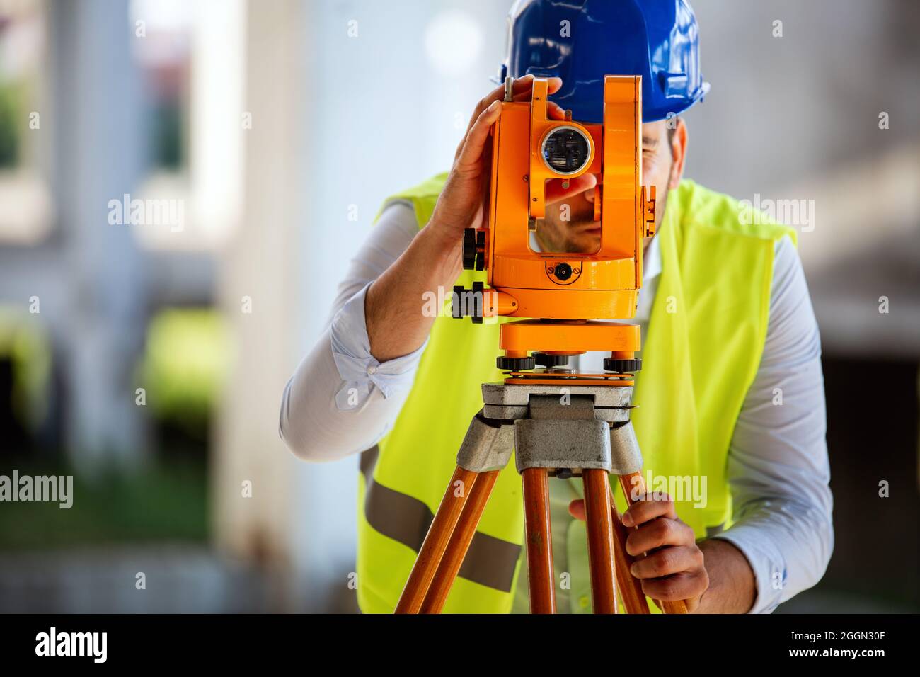 Picture of man construction engineer working on building site Stock ...