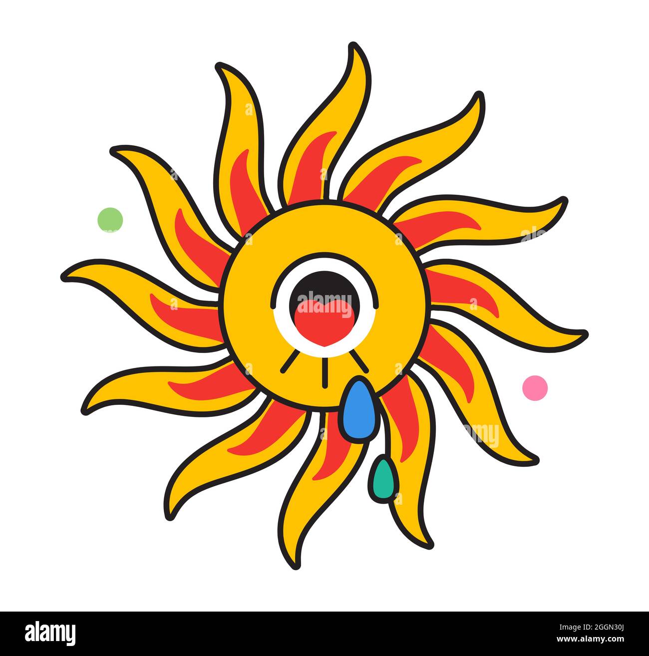 Crazy face sticker vector. Abstract comic character with big angry eye ...