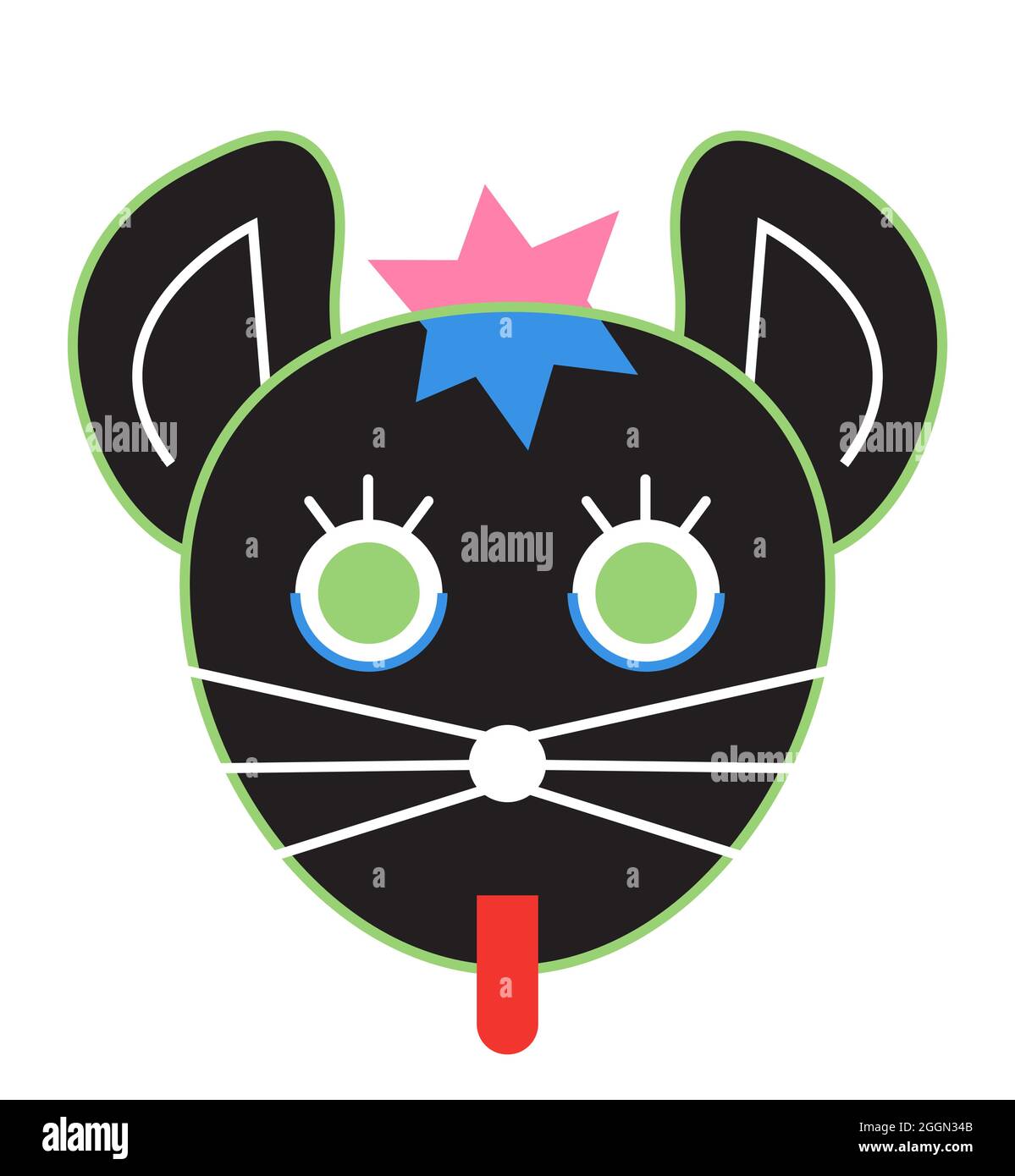 Crazy face sticker vector. Abstract comic character with big angry eye ...