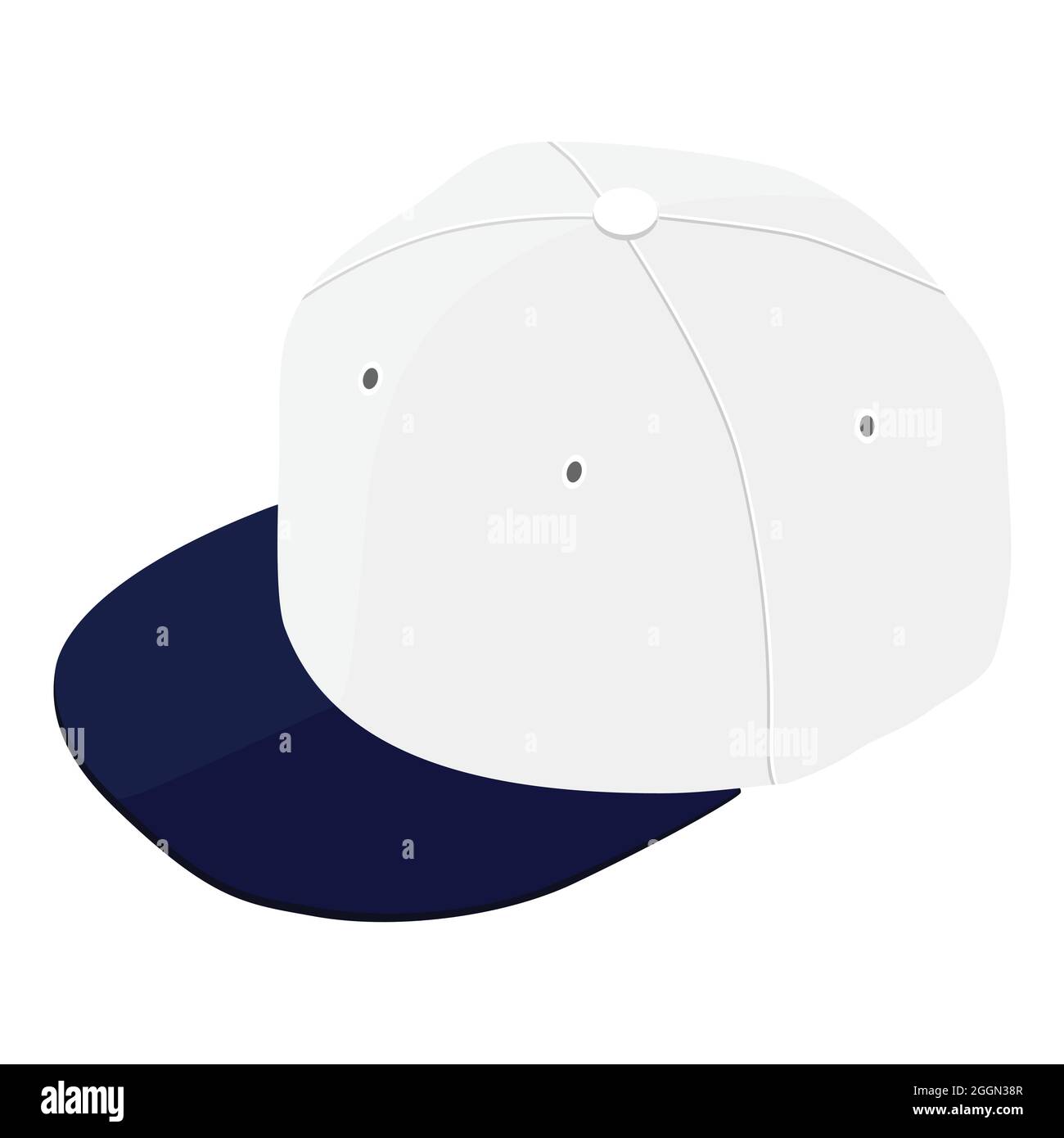 Vector illustration white hip hop or rapper baseball cap. Baseball cap ...