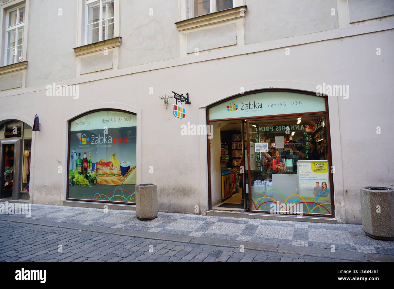 PRAGUE, CZECH REPUBLIC - Jul 26, 2019: A Zabka grocery store with an ...