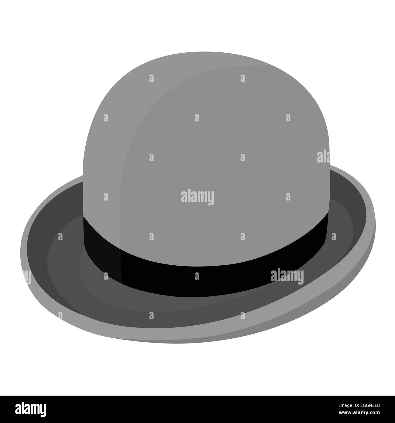 Gray bowler hat vector isolated on white. Retro, vintage hat isometric ...
