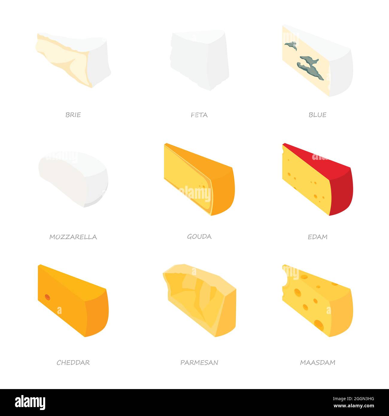 Various types of cheese. Vector illustration Stock Vector Image & Art ...