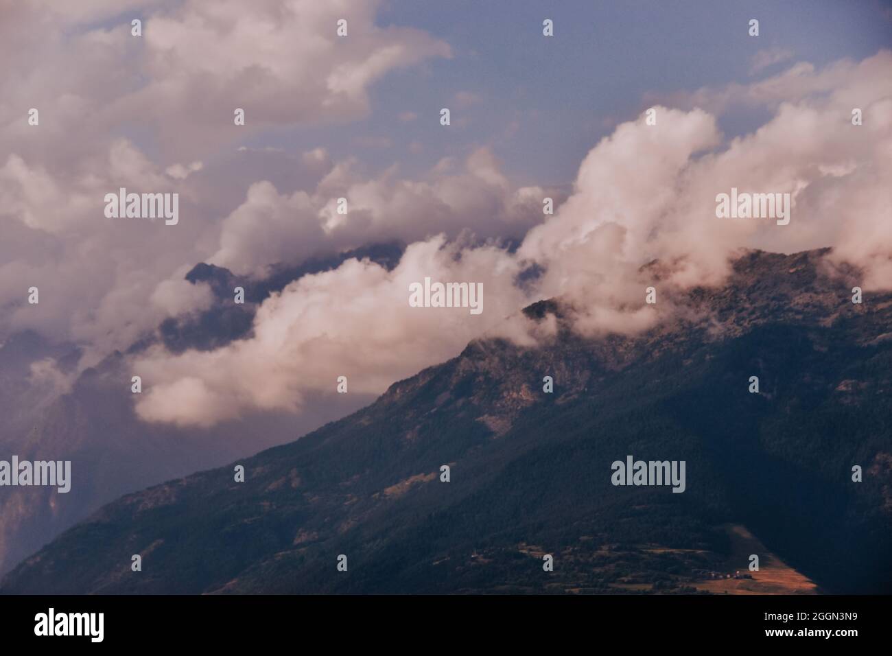Impressive Alps mountains landscape, seen from Pila, Aosta, Italy Stock ...