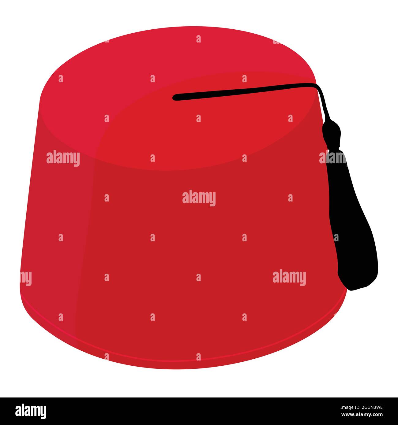 Red turkish fez hat with black tassel vector isolated on white Stock ...