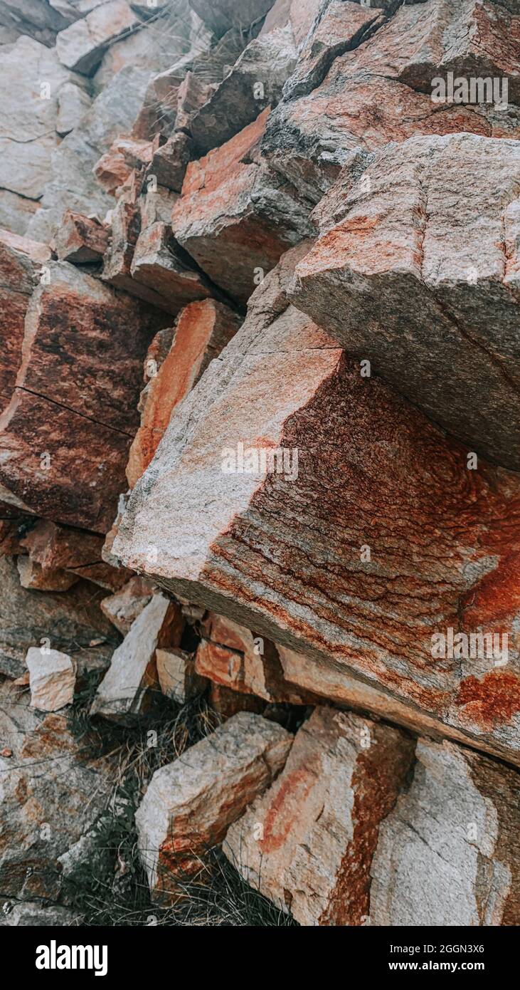 View of aged various stones and rocks with rough surfaces Stock Photo ...