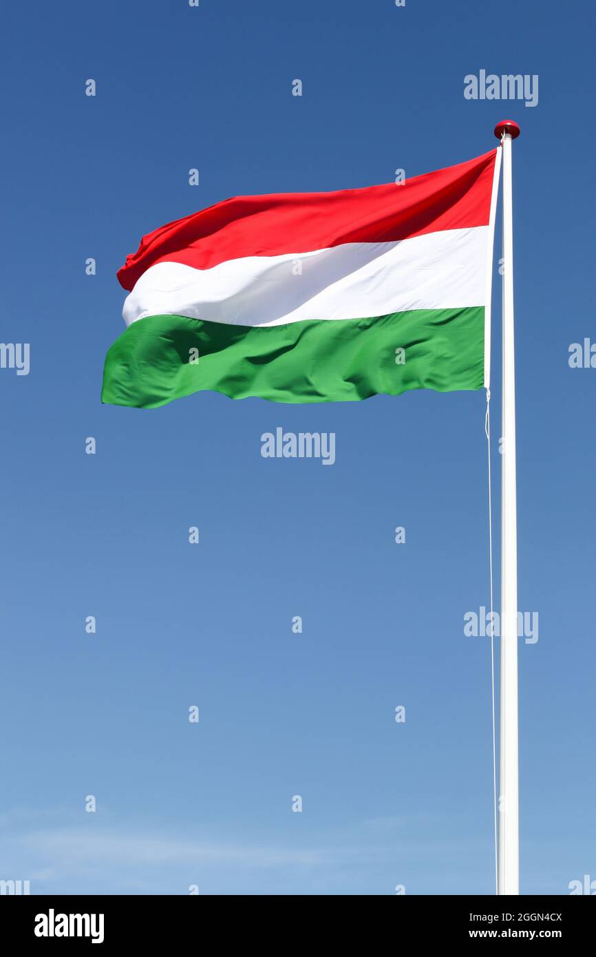 Hungary flag waving in wind hi-res stock photography and images - Alamy