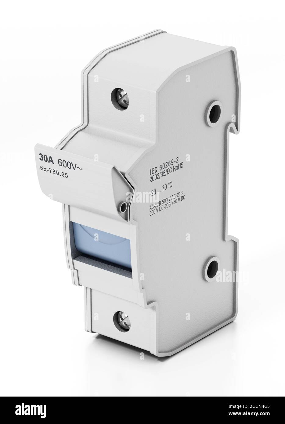 Generic electricity fuse box isolated on white background. 3D ...