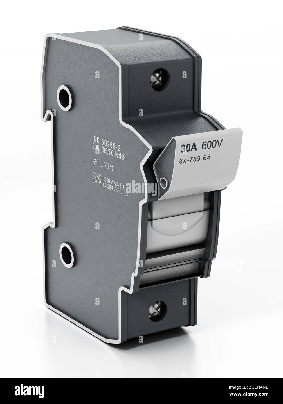 Generic electricity fuse box isolated on white background. 3D ...