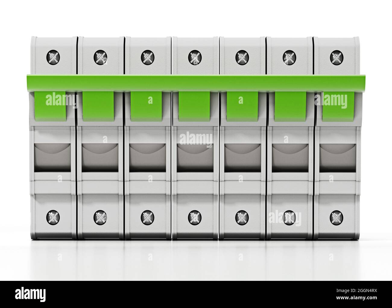 Set of generic electricity fuse boxes isolated on white background. 3D ...