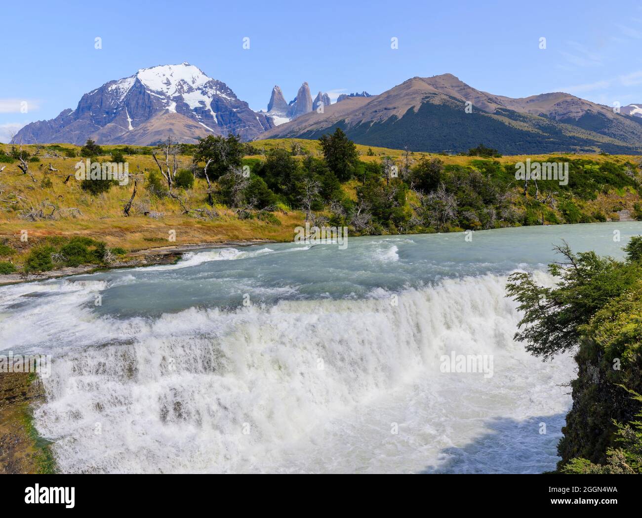 Cascada Rio Paine, waterfalls in the Torres del Paine National Park ...