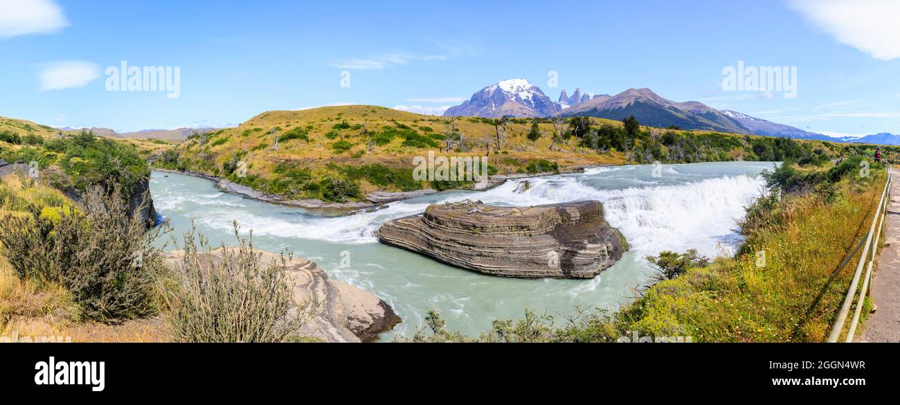 Cascada Rio Paine, waterfalls in the Torres del Paine National Park ...