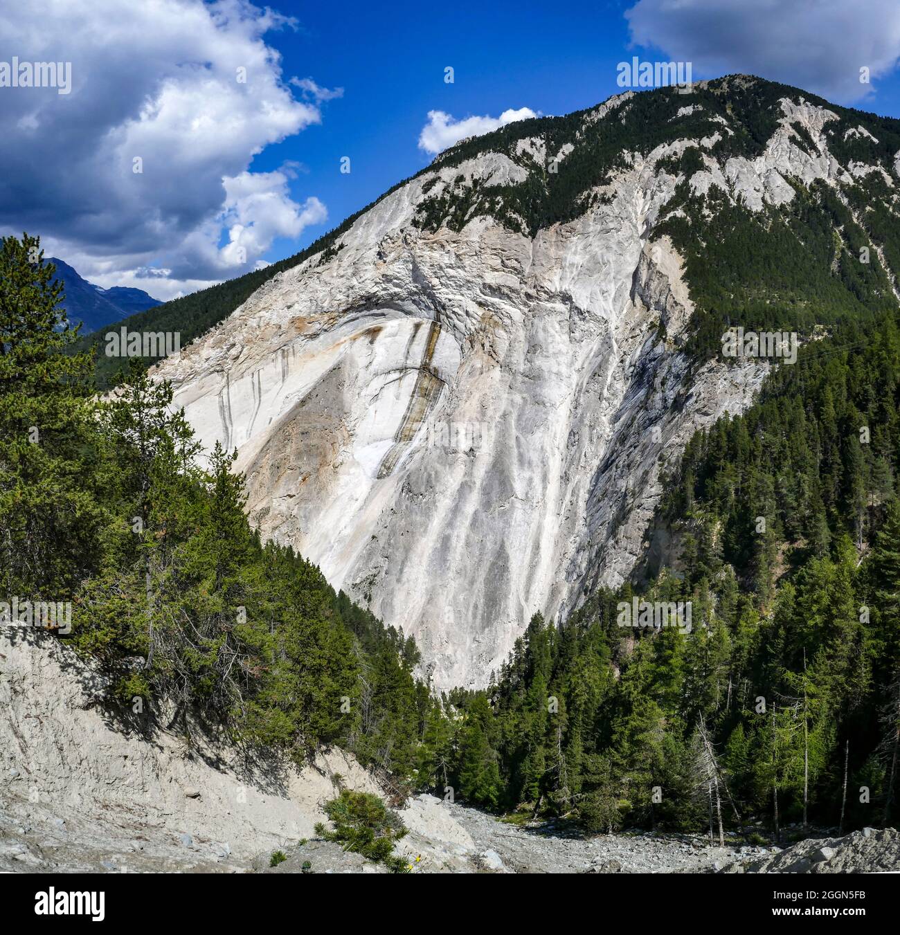 French Alps, site of rockfall, landslide near the France Italy border ...