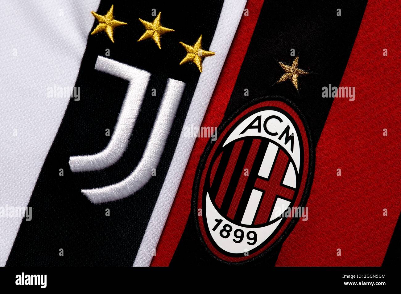 Close up of Juventus & AC Milan club crest Stock Photo - Alamy