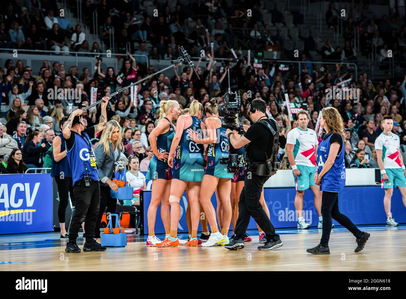 Vixens gathered for a brief with the camera crew filming during the ...