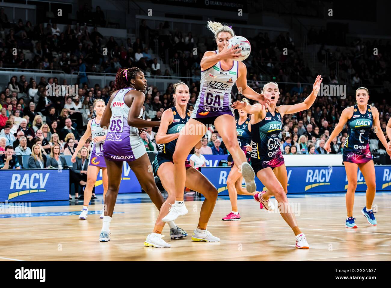 Firebird's Gretel Tippett in action during the Suncorp Super Netball ...