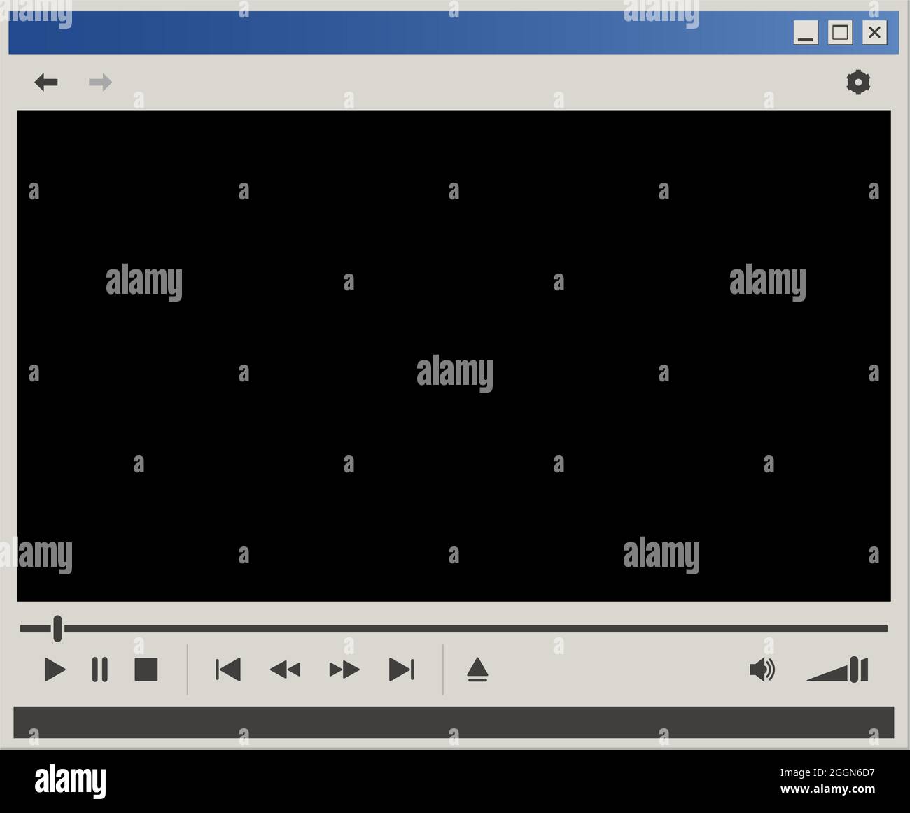 Vintage video player interface. Retro style multi media player window ...