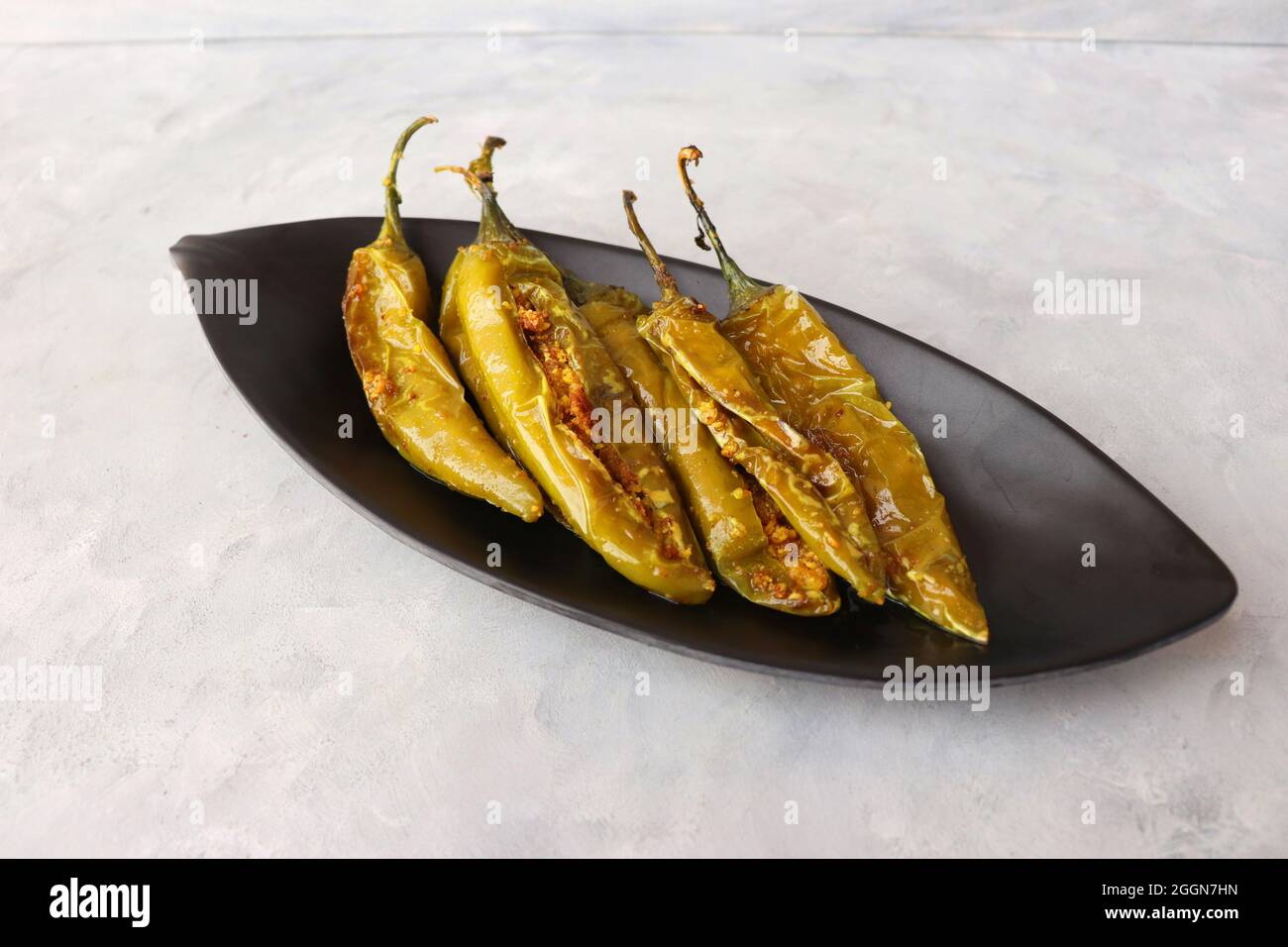 Stuffed Green Chillies fry, Bharwa Masala Mirch or Bharli Mirchi ...