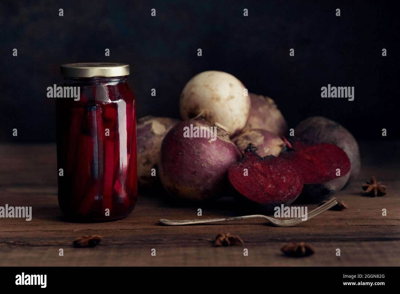 Delicious parsnip and beetroot pickle jar Stock Photo - Alamy