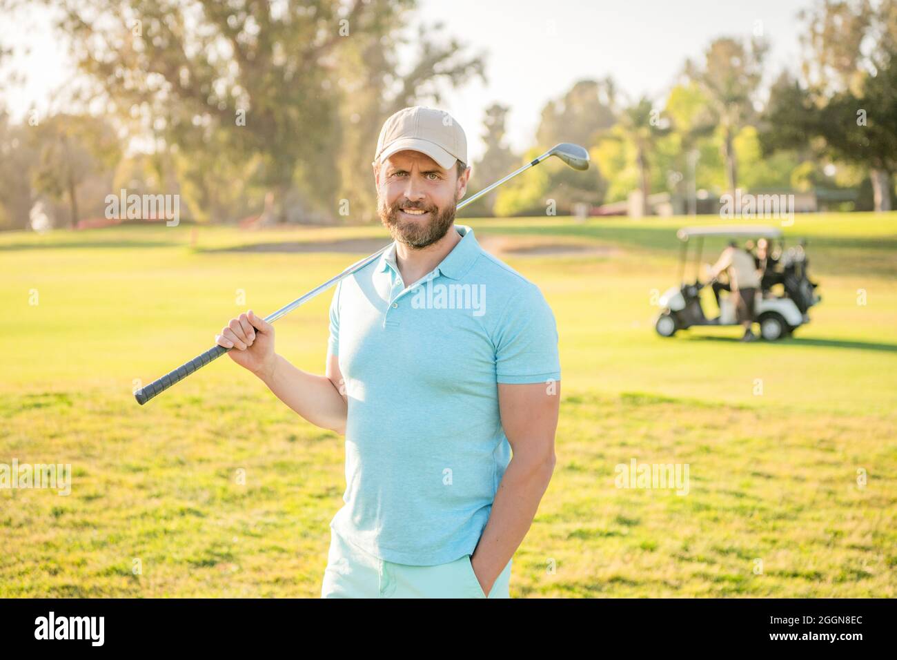 Happy male golf player hi-res stock photography and images - Alamy