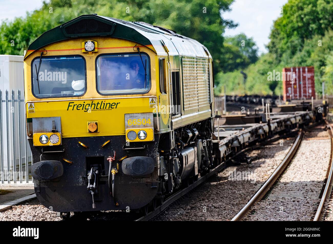 Freightliner freight train on the Ipswich to Felixstowe container port ...