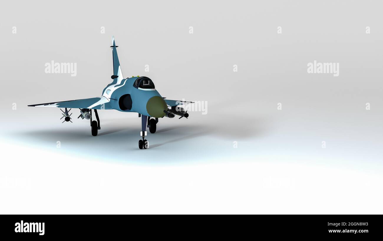 a military combat jet in front of isolated background(3d rendering ...