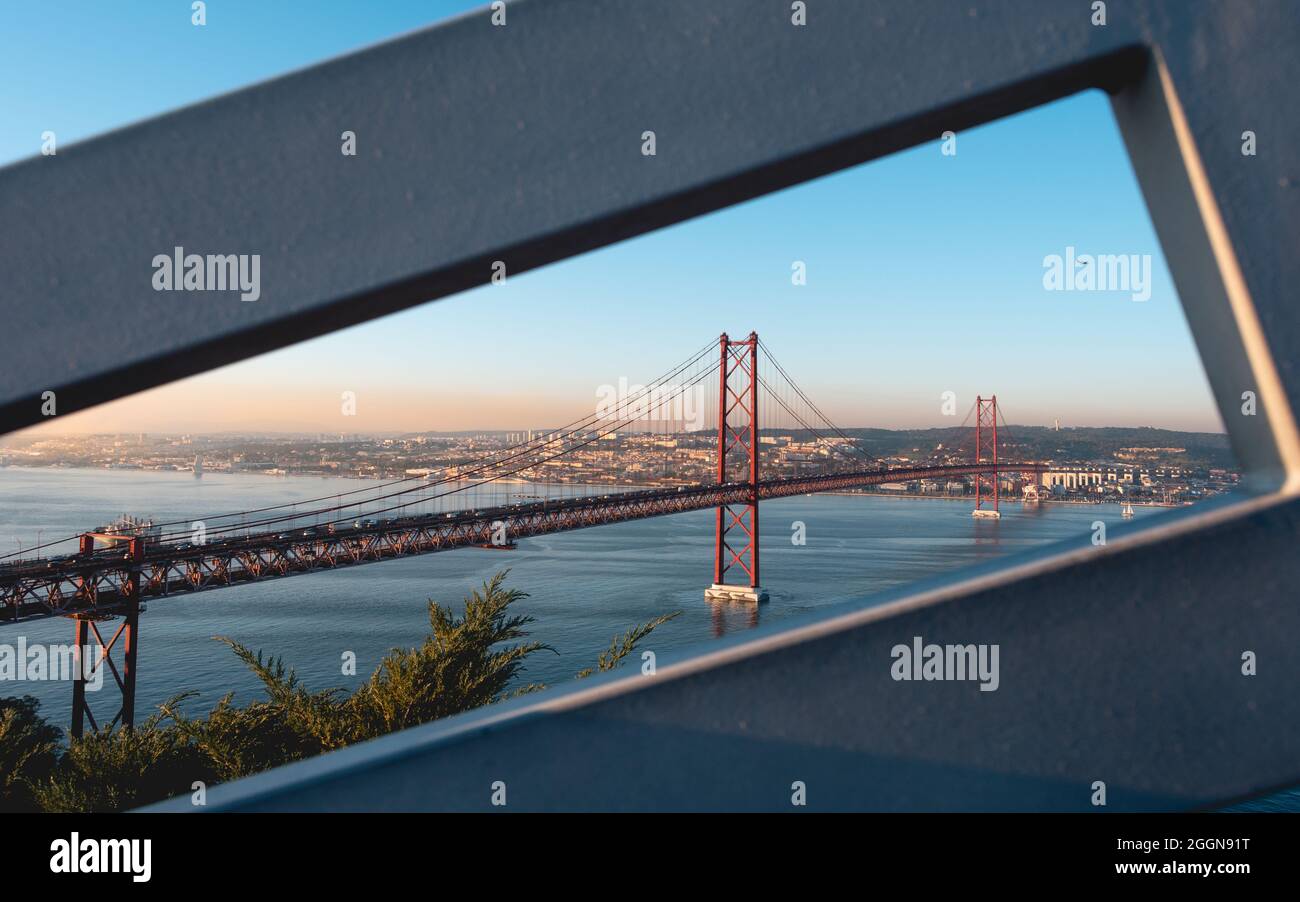 25 April Bridge, Lisbon, Portugal. Iconic bridge that was built by the ...