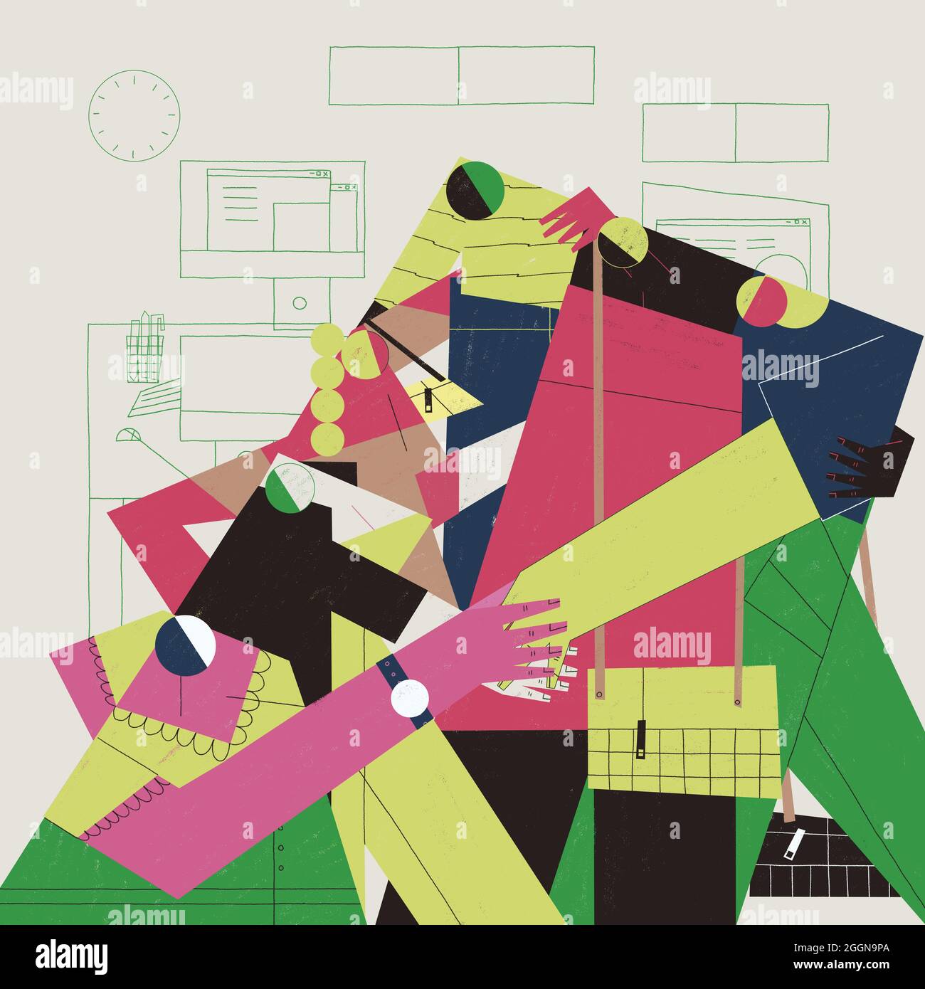 Group of diverse and inclusive colleagues’ teamwork at the workplace ...