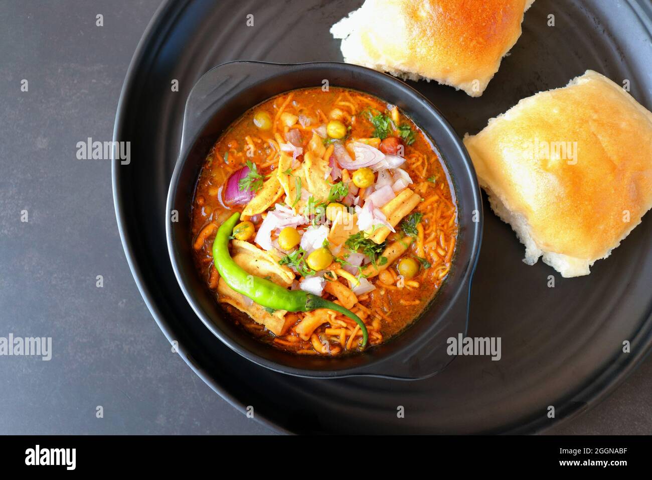 Spicy Misal Pav or usal Pav is a traditional snack or Chaat food from ...