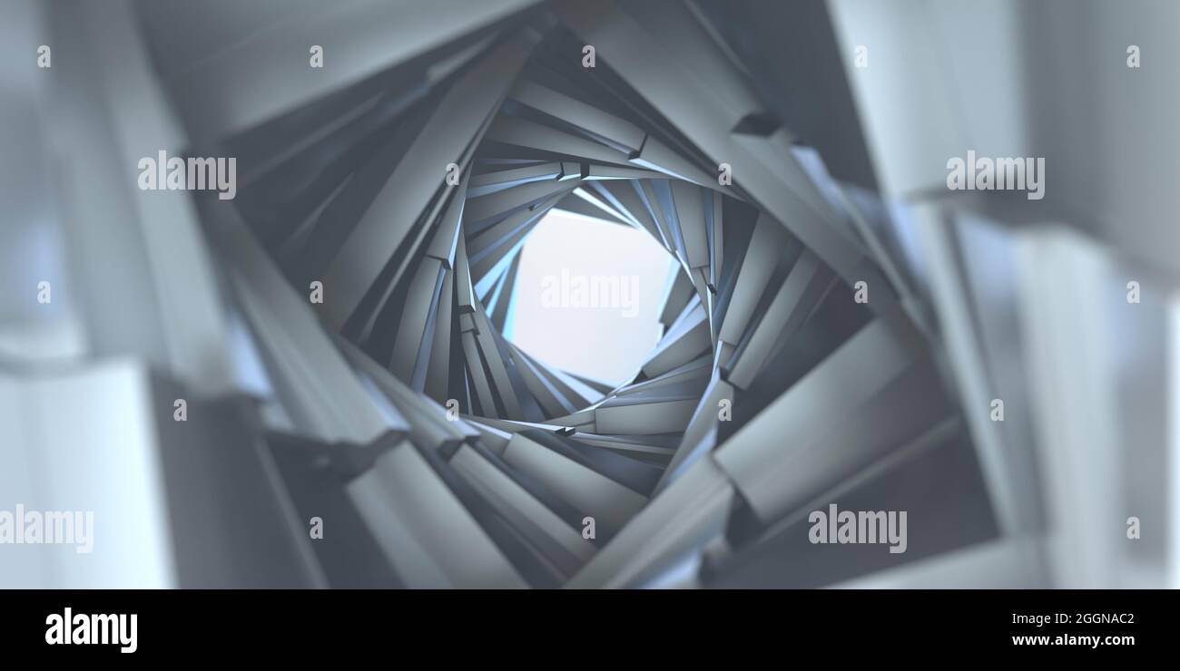 Abstract greeble cube background. Futuristic geometric structure model ...