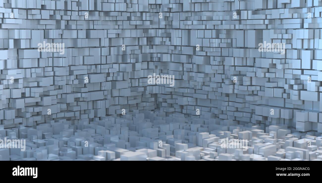 Abstract greeble cube background. Futuristic geometric structure model ...