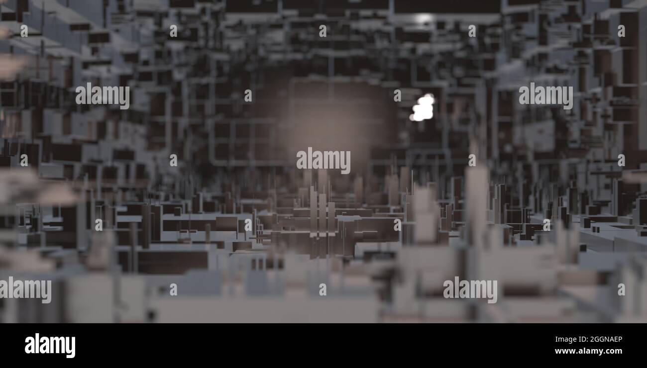 Futuristic structure with shadows and light in dark gray color ...