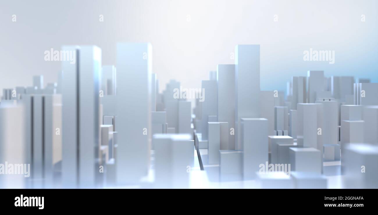 Abstract geometric urban greeble cube background. City buildings ...