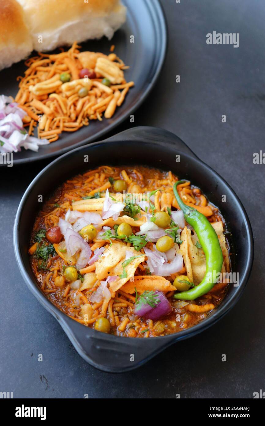 Spicy Misal Pav or usal Pav is a traditional snack or Chaat food from ...
