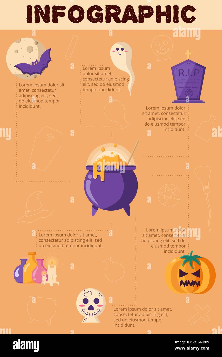 Halloween Concept Infographics. Flat Design Vector Illustration of ...