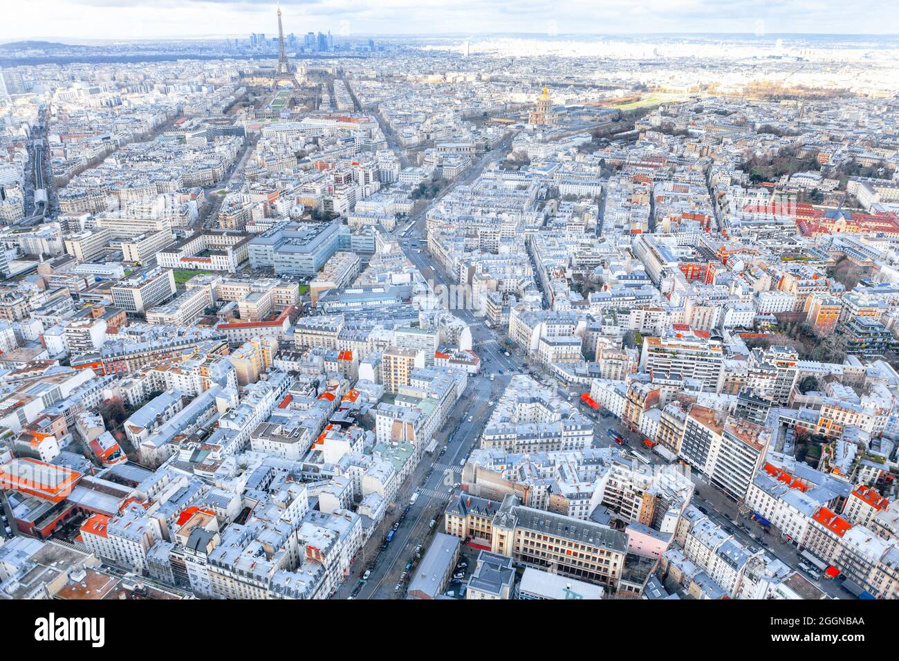 View of central Paris from above . 7th arrondissement of Paris . Aerial ...
