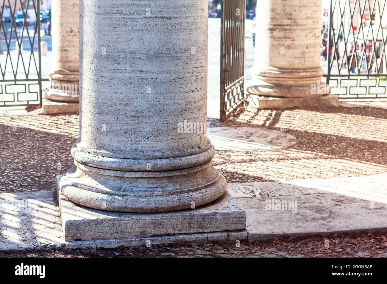 Base of Roman Columns . Doric columns part of ancient architecture Stock Photo - Alamy