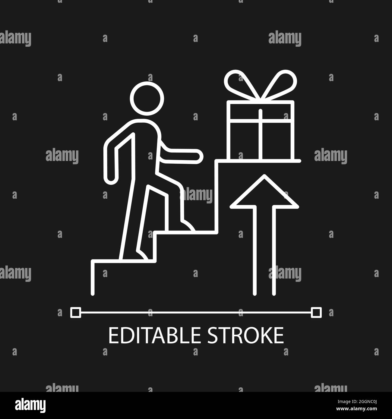 Reward based motivation white linear icon for dark theme Stock Vector ...